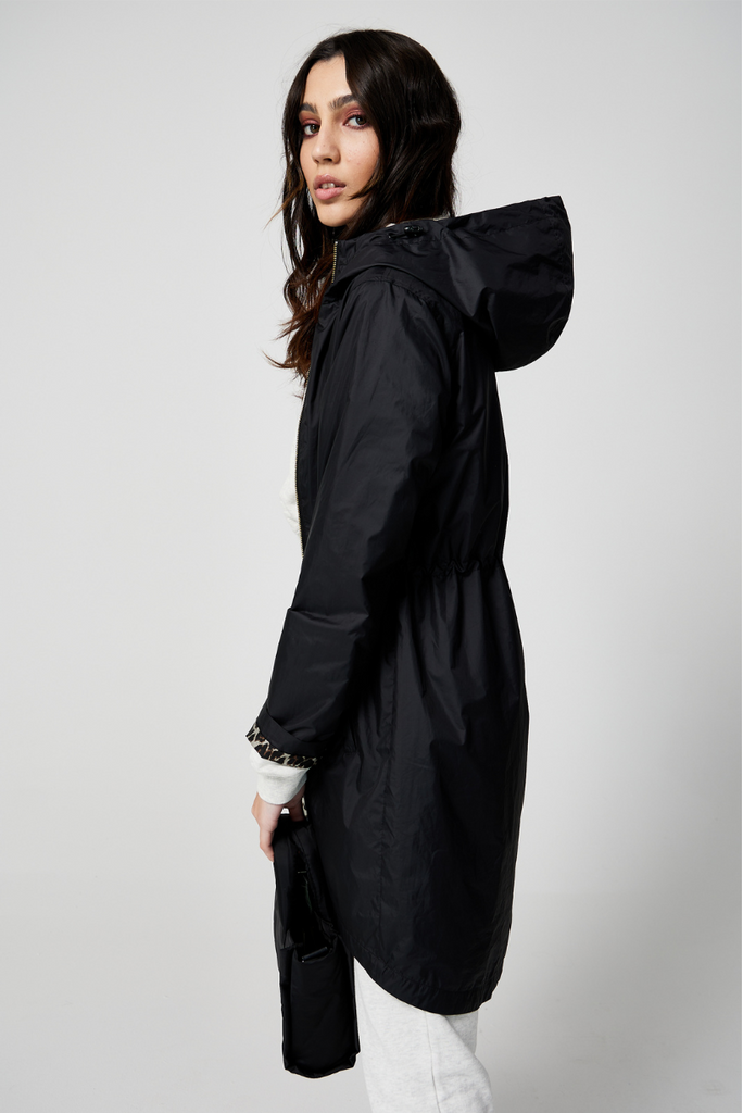Black Classic Leopard Raincoat | Duck Apparel